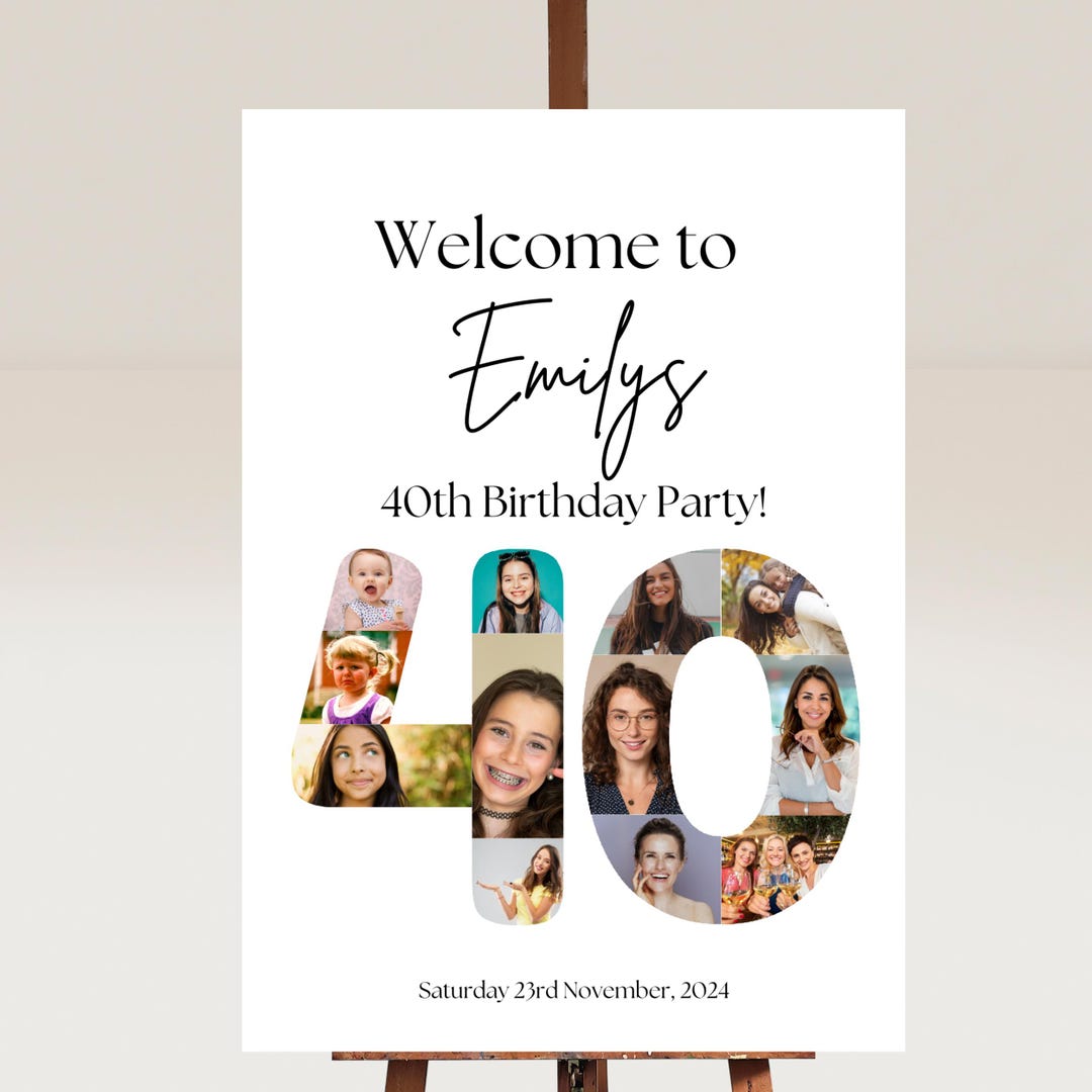 Custom 40th Sign, Birthday Sign, Photo Collage, Custom Photo Collage ...