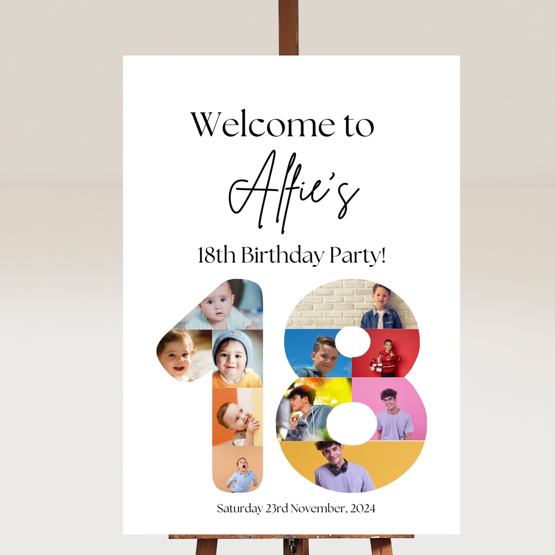 Custom 18th Sign, Birthday Sign, Photo Collage, Custom Photo Collage ...