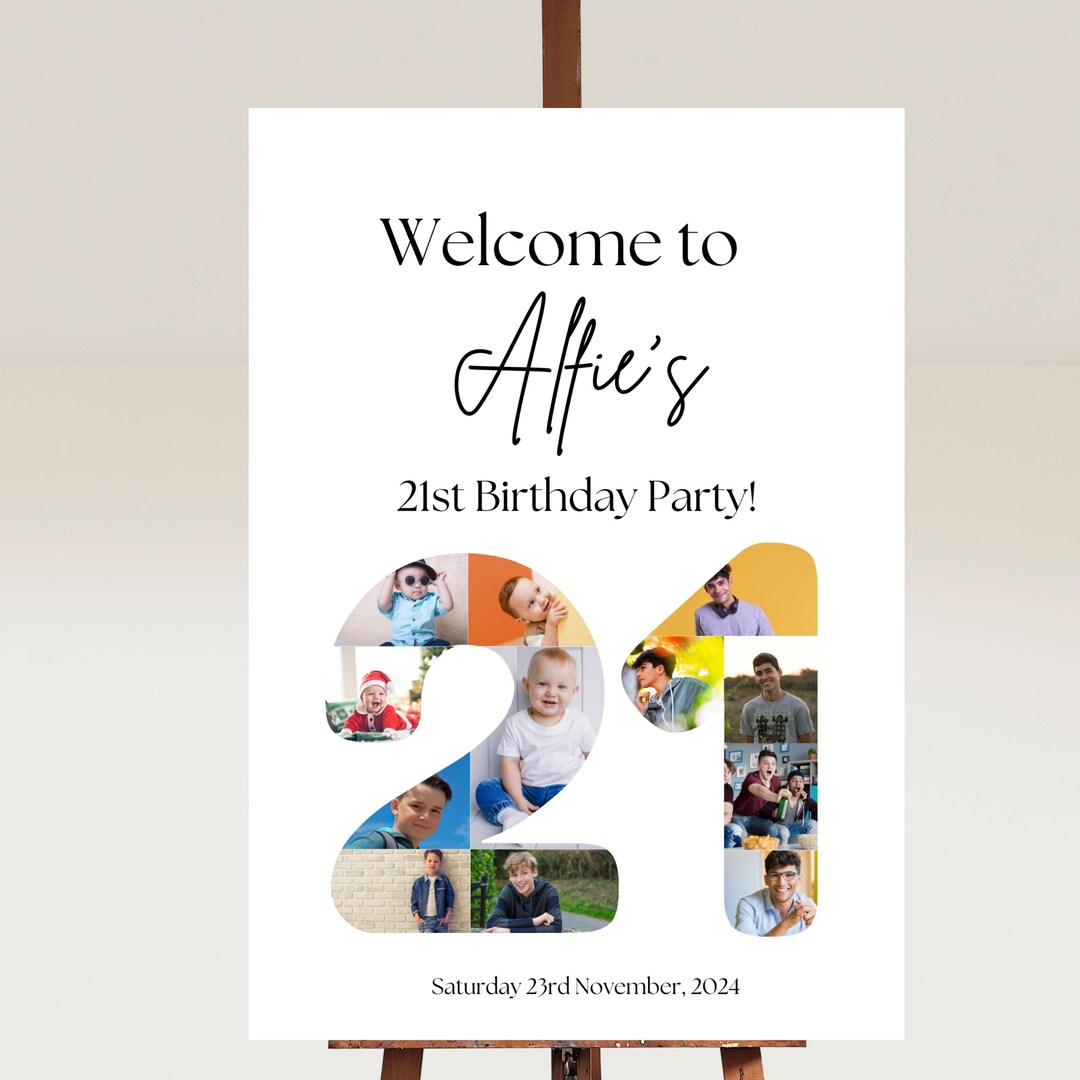 Custom 21st Sign, Birthday Sign, Photo Collage, Custom Photo Collage ...