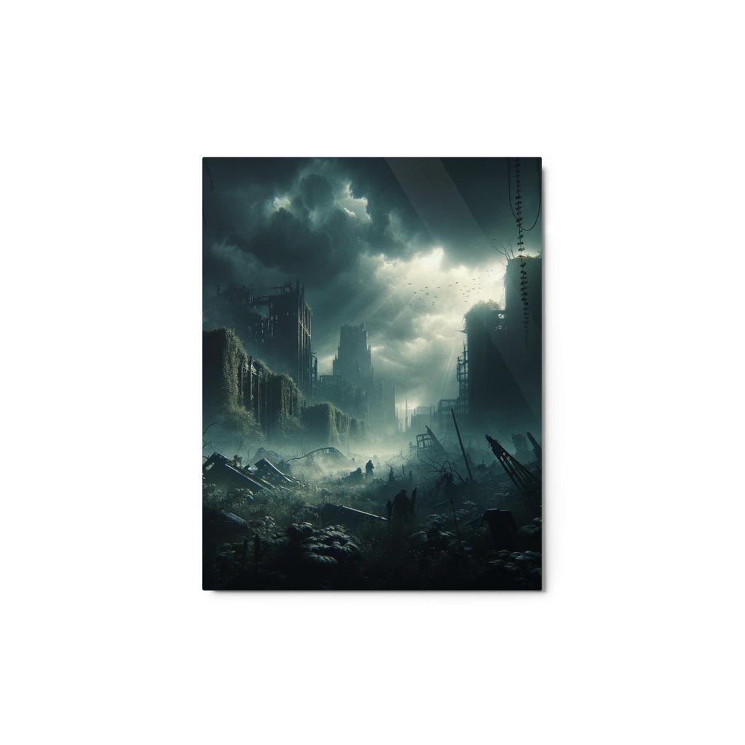 Post-apocalyptic Metal Poster – Ruins of Tomorrow, Dystopian City Wall ...