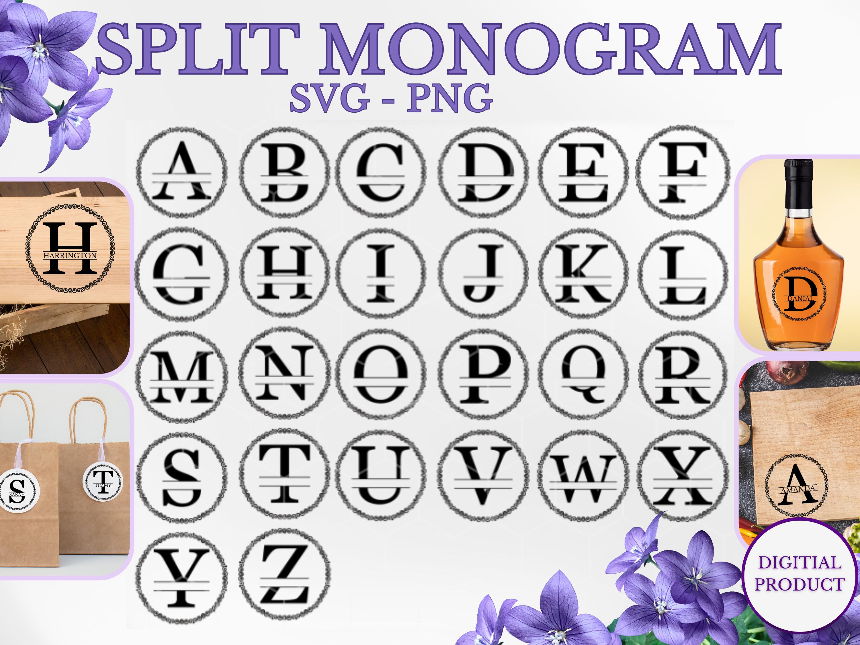 Monogram Split Letters SVG Split Monogram Alpha Split Circle Split Font ...