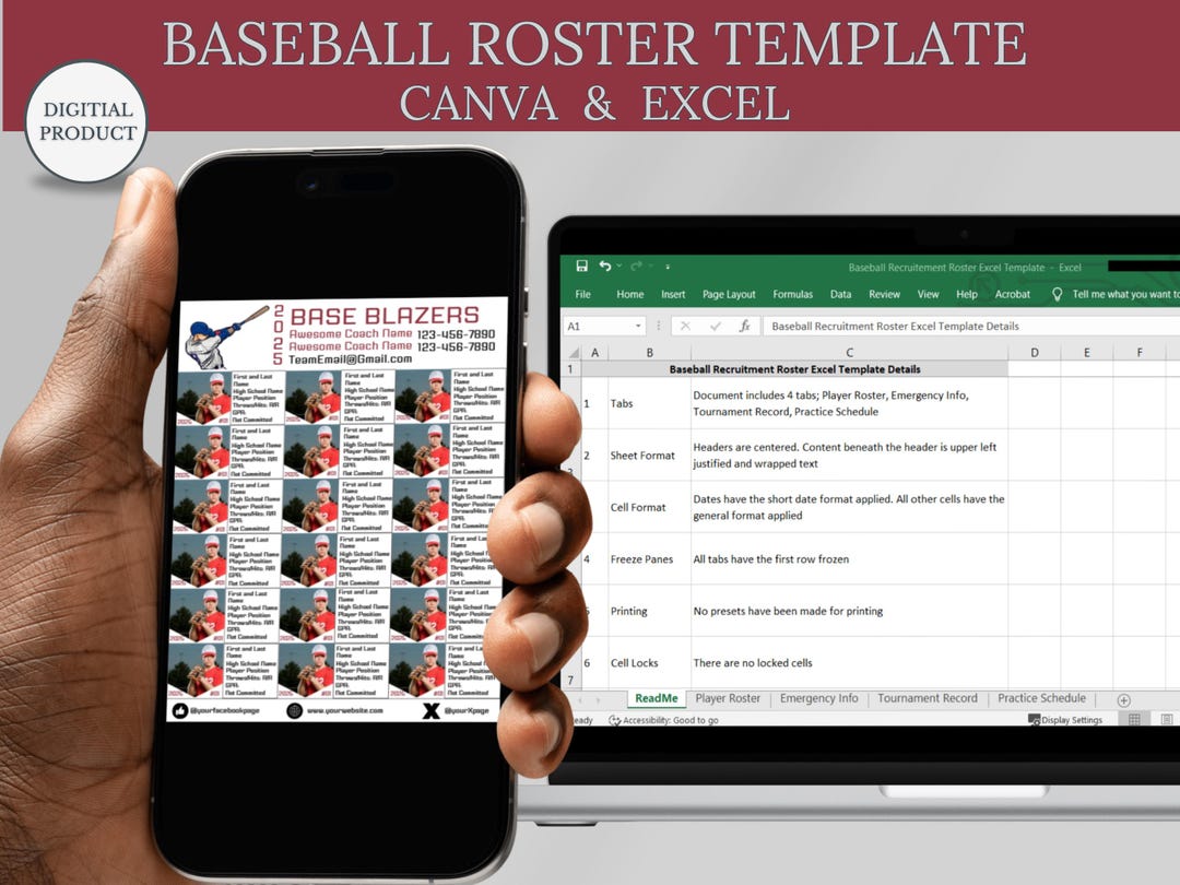 Canva Baseball Roster Template Baseball Roster Template Excel Travel ...