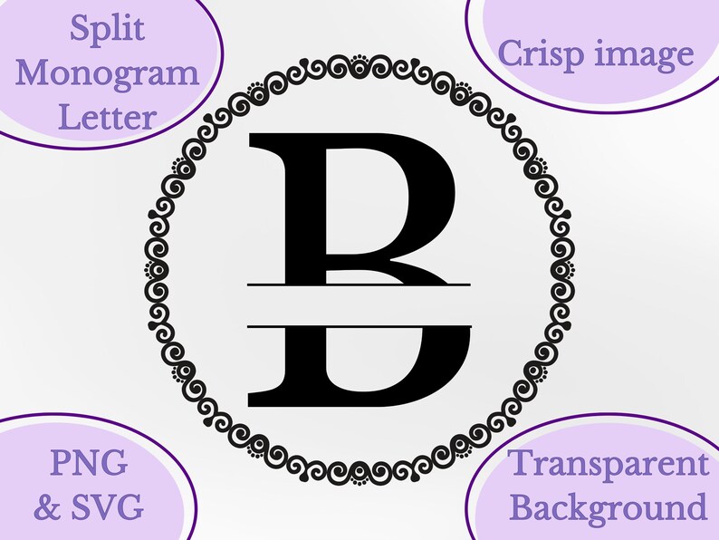Monogram Split Letters SVG Split Monogram Alpha Split Circle Split Font ...