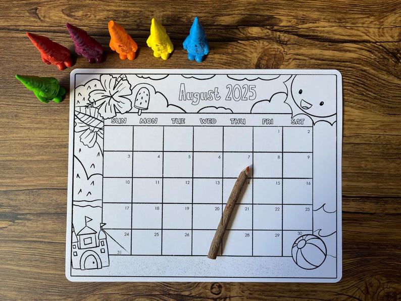 Kids Coloring Calendar 2025 | Monthly Planner With Holiday-themed ...