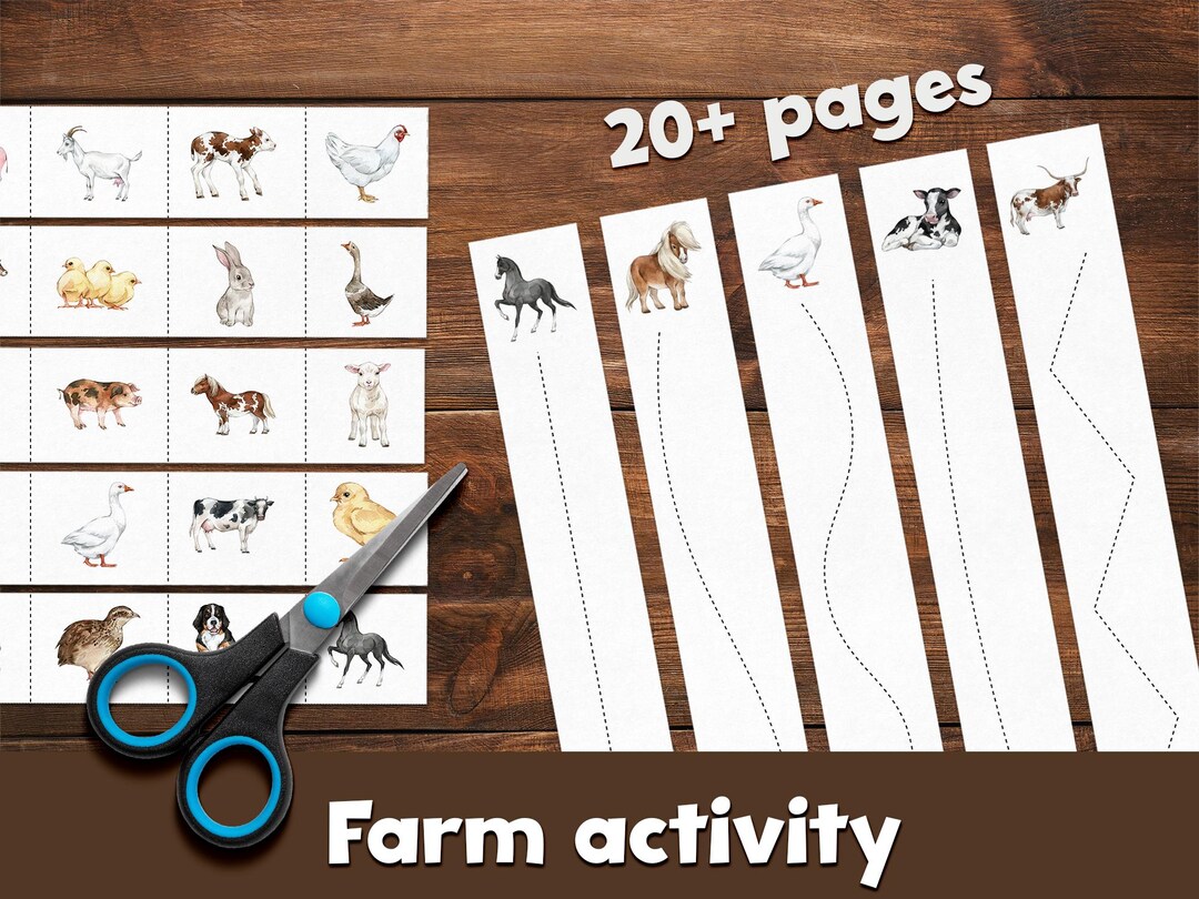 Farm Animals Cutting Strips | Scissor Skills Practice | Fine Motor ...