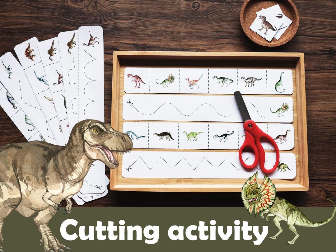Dinosaur Scissor Skills Activity Book: 33 Pages Fine Motor Practice ...