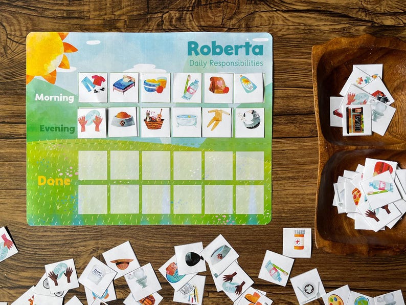 Editable Chore Chart Kids | Daily Responsibility Tracker | Printable ...