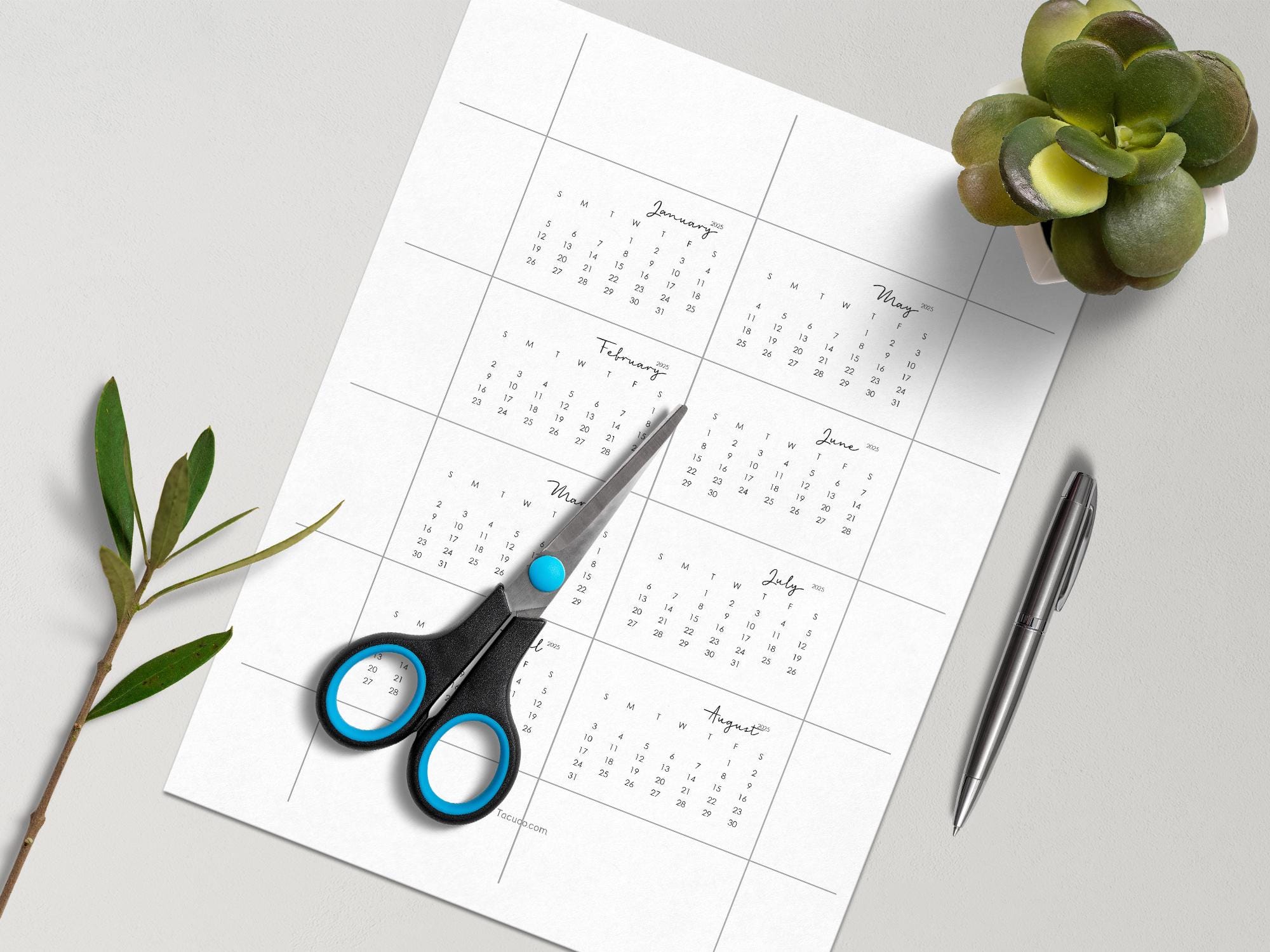 2025 Mini Desk Calendar Printable | 3x2" Monthly Planner | Sunday Start ...