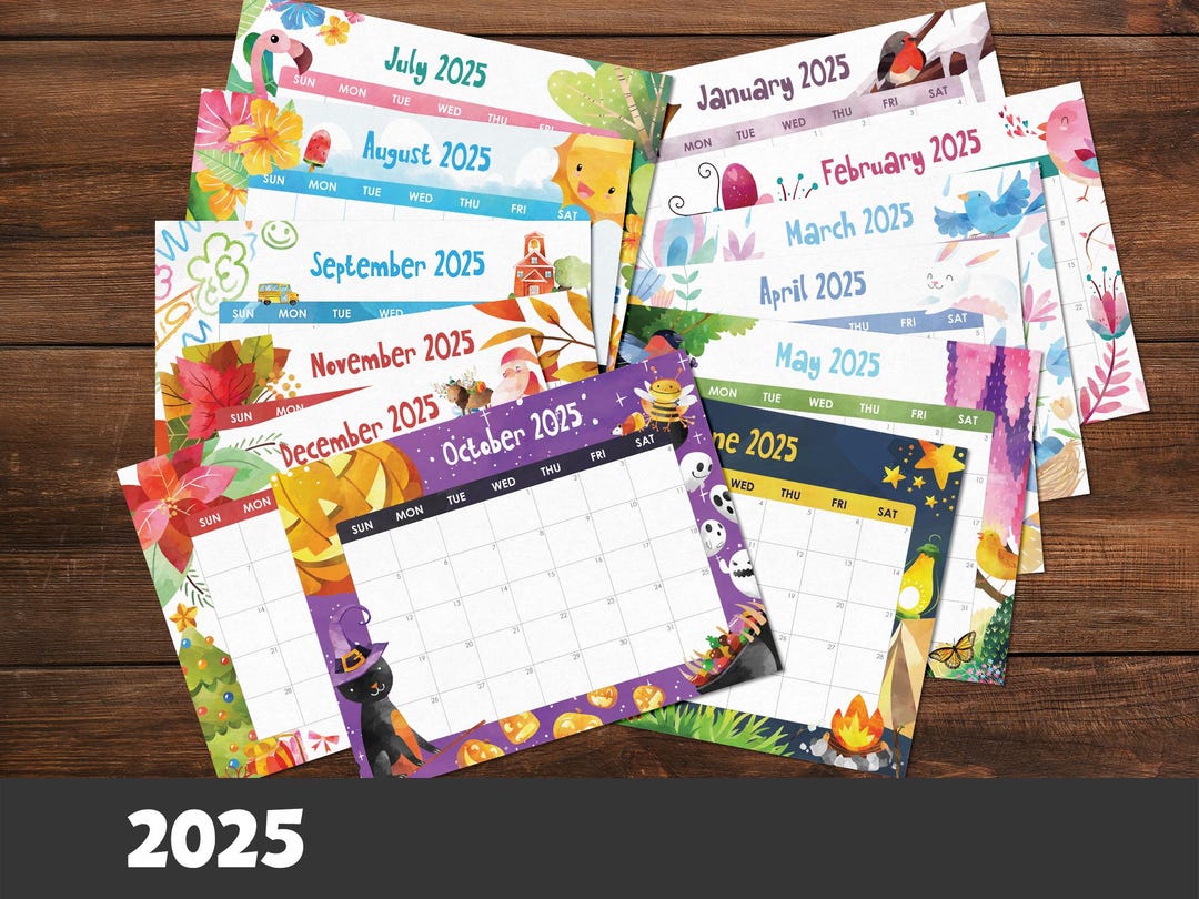 2025 Kids Calendar Printable | Educational Fill-in Calendar | Children ...
