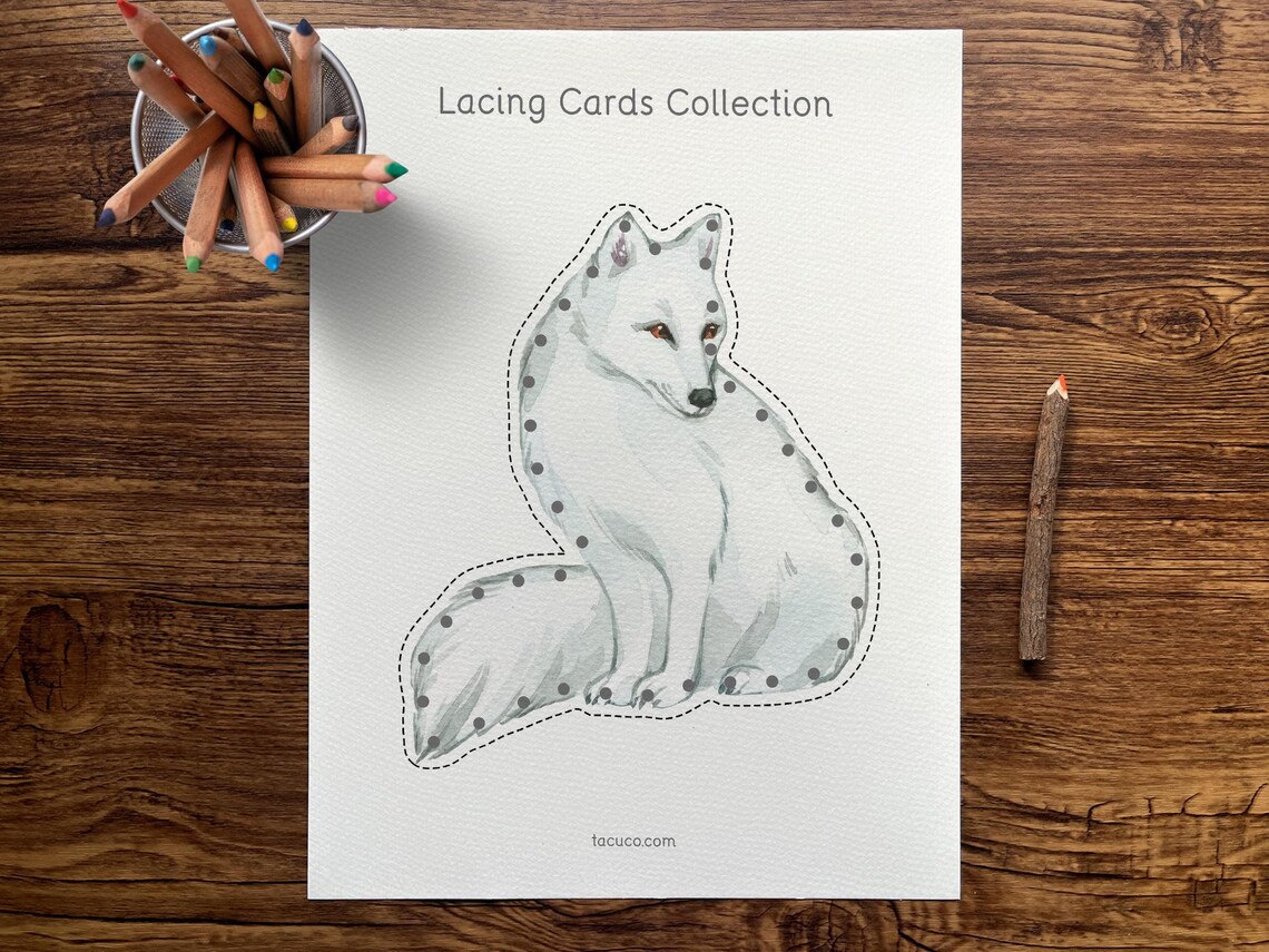 Arctic Animals Lacing Cards Printable | Montessori Fine Motor ...
