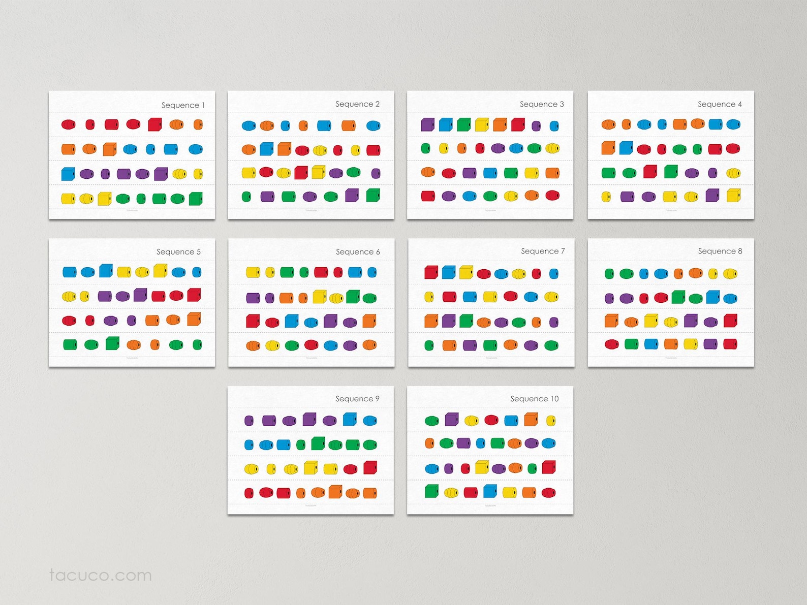 Lacing Beads Pattern Cards: Montessori Fine Motor Skills Activity ...
