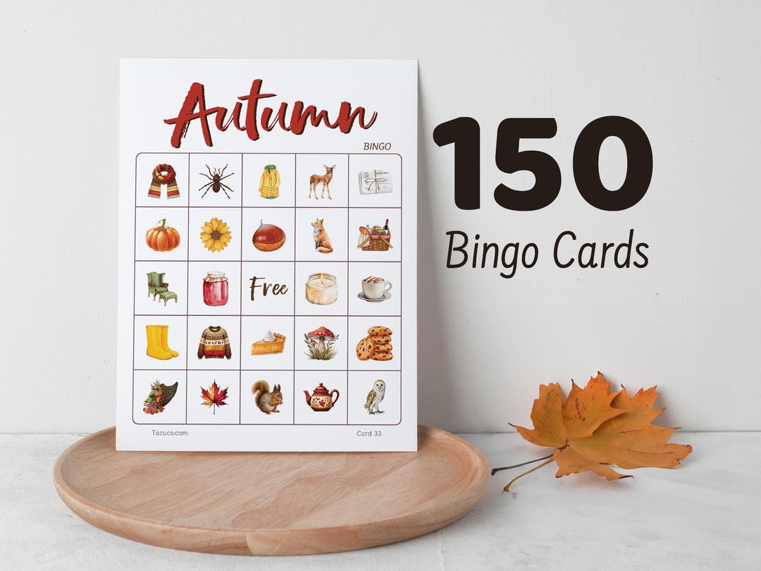 Fall Bingo Game Cards 150 Printable Autumn Bingo Cards Family Party ...
