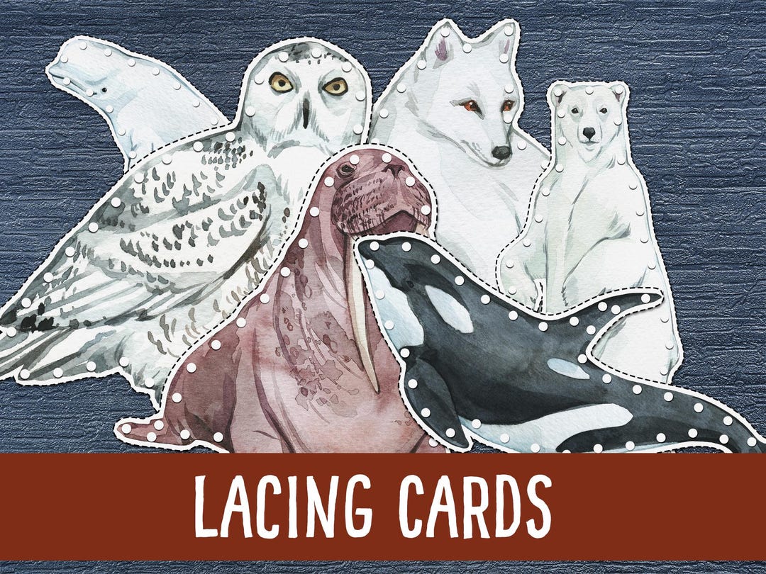 Arctic Animals Lacing Cards Printable | Montessori Fine Motor ...
