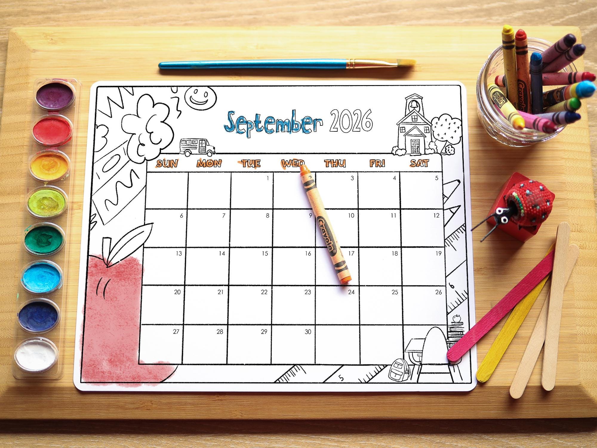Kids Coloring Calendar 2025 | Monthly Planner With Holiday-themed ...