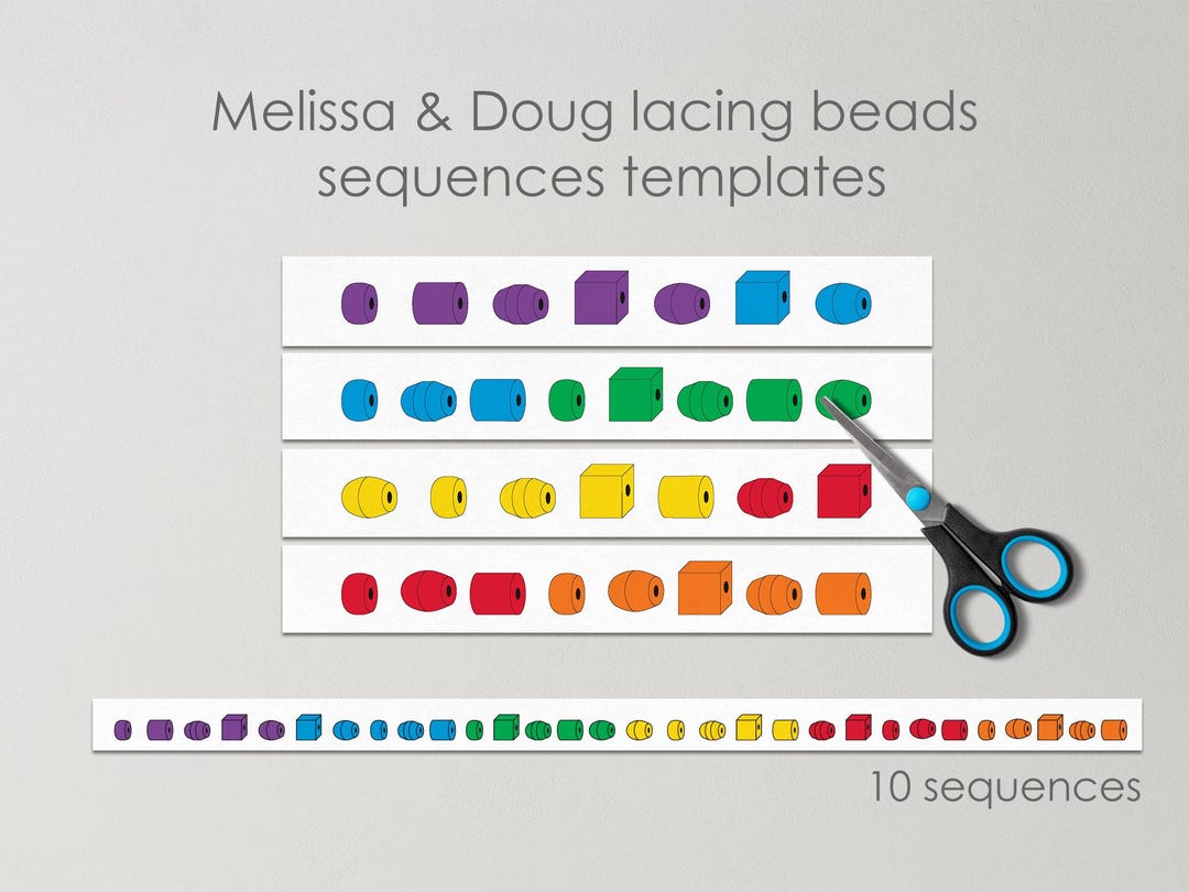 Lacing Beads Pattern Cards: Montessori Fine Motor Skills Activity ...