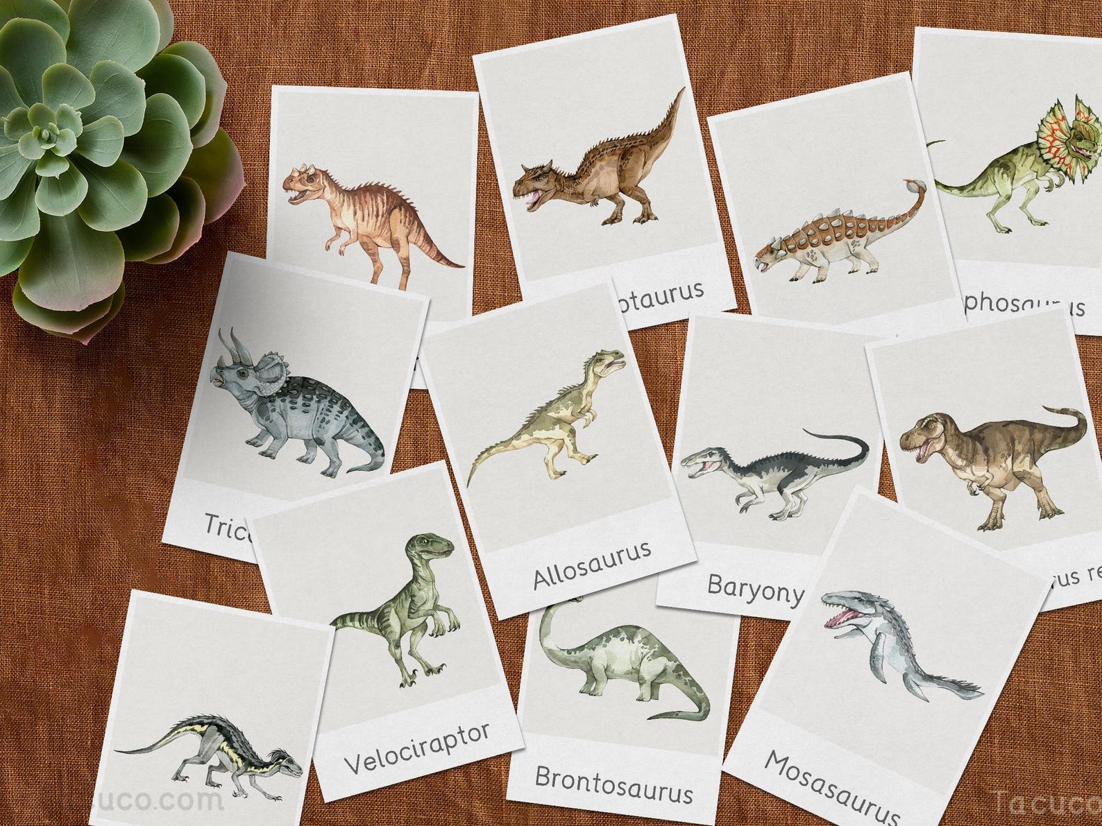 Dinosaur Flash Cards Printable | Montessori 3 Part Cards | 56 Editable ...