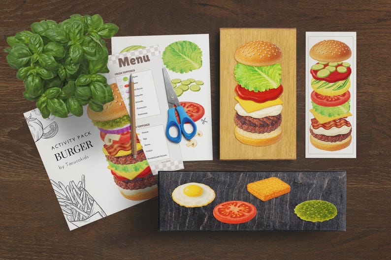 Burger Building Activity Pack: Kids Pretend Play Restaurant Game ...