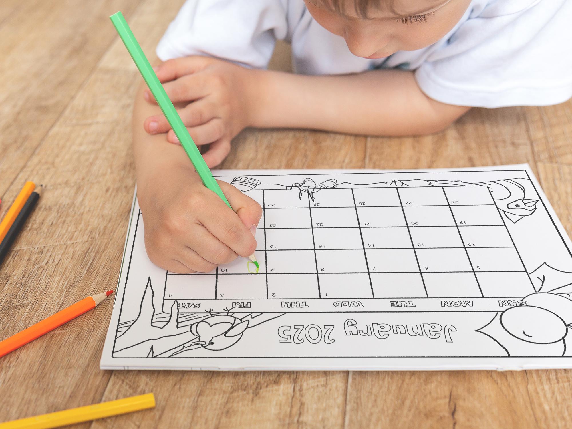 2025 Kids Coloring Calendar Printable | Monthly Activity Calendar ...