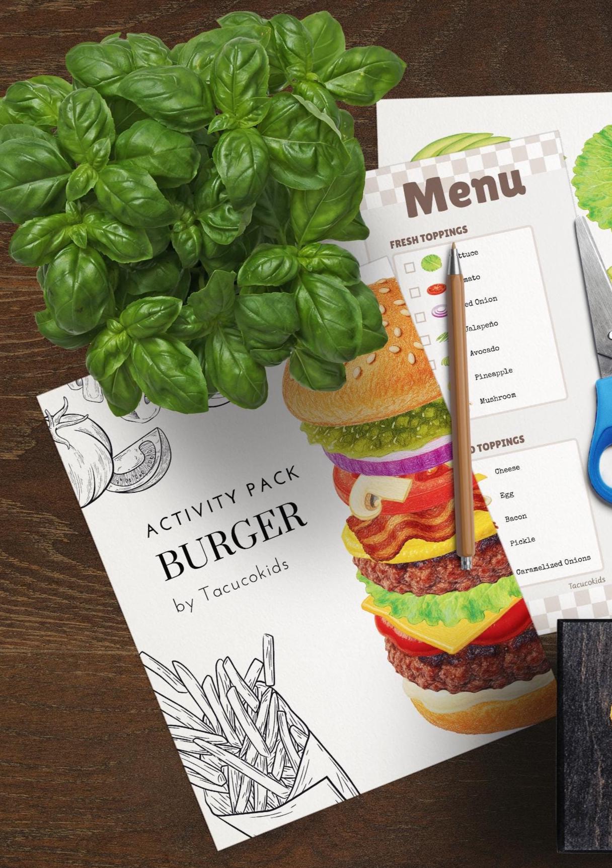 Burger Building Activity Pack: Kids Pretend Play Restaurant Game ...