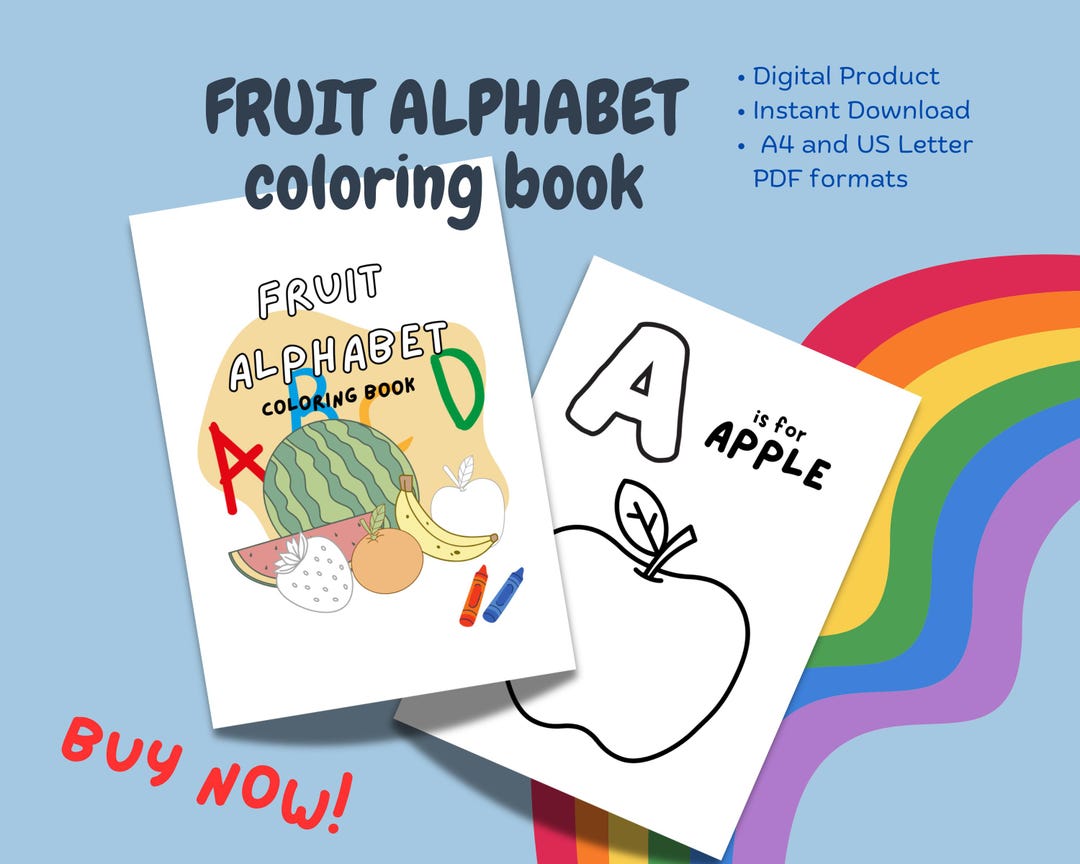 Fruit Alphabet Coloring Book for Preschoolers - Etsy