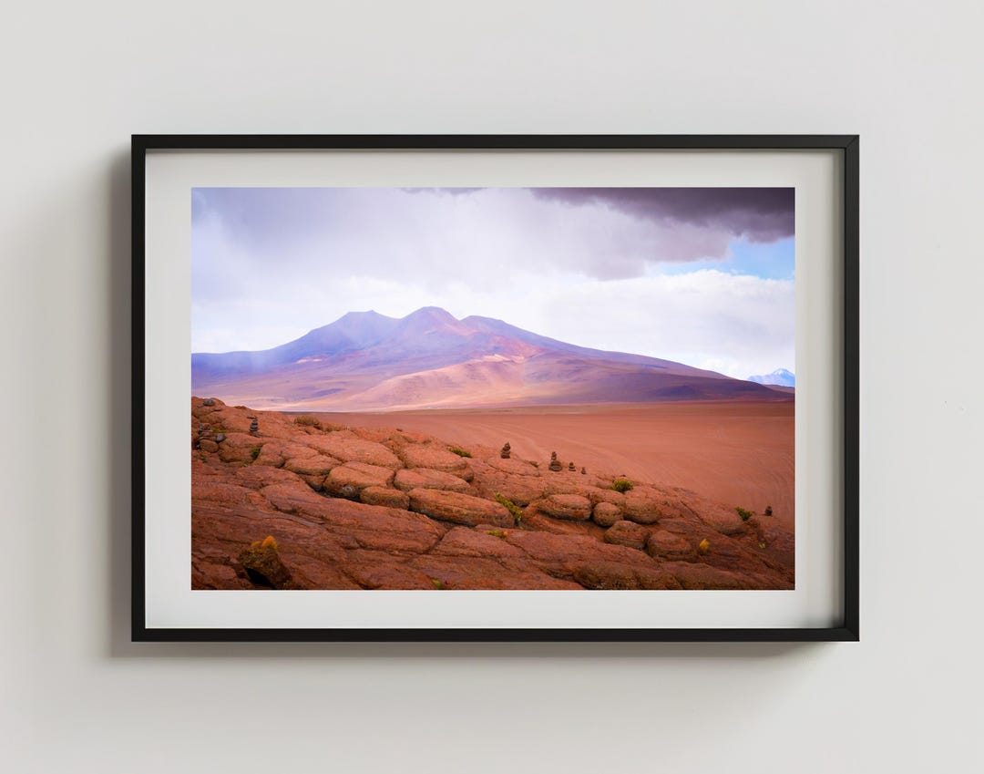 Salar De Uyuni, Red Mountains in Bolivia - Serene Landscape Wall Art ...