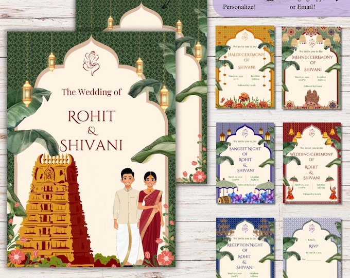 South Indian Wedding Invitation Bundle: All Events Digital Invite - Etsy