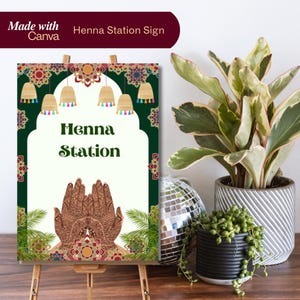 Henna Station Sign Henna Party Decor Printable Mendhi Sign Mehndi Decor ...