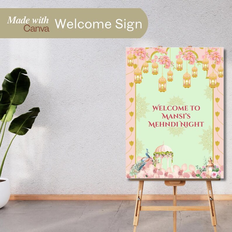 Pastel Mehndi Welcome Sign: DIY Template (digital Download) - Etsy