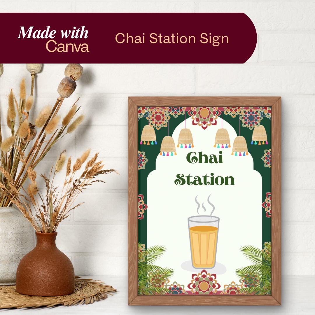 Chai Station Sign Indian Food Station Signs Mehndi Signs Indian Wedding ...