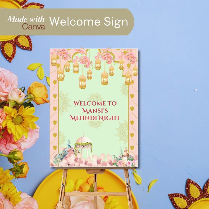 Pastel Mehndi Welcome Sign: DIY Template (digital Download) - Etsy