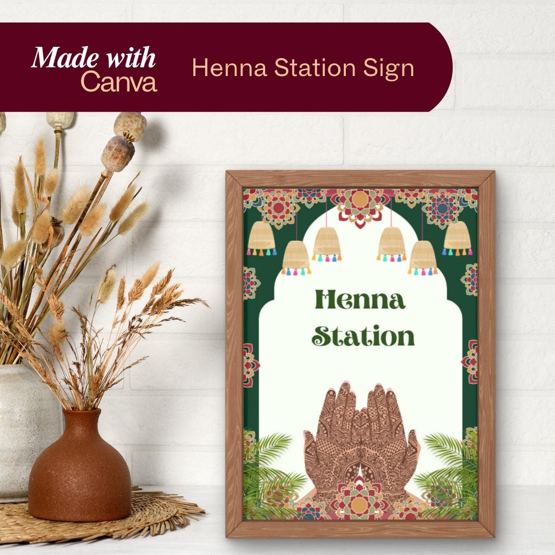 Henna Station Sign Henna Party Decor Printable Mendhi Sign Mehndi Decor ...