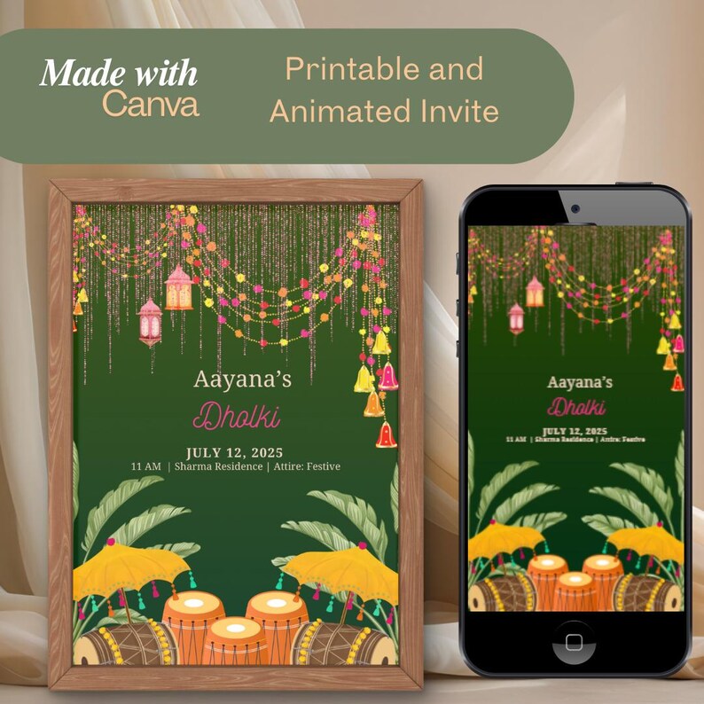 Dholki Invitation: Animated Pakistani Wedding Invite (digital Download ...