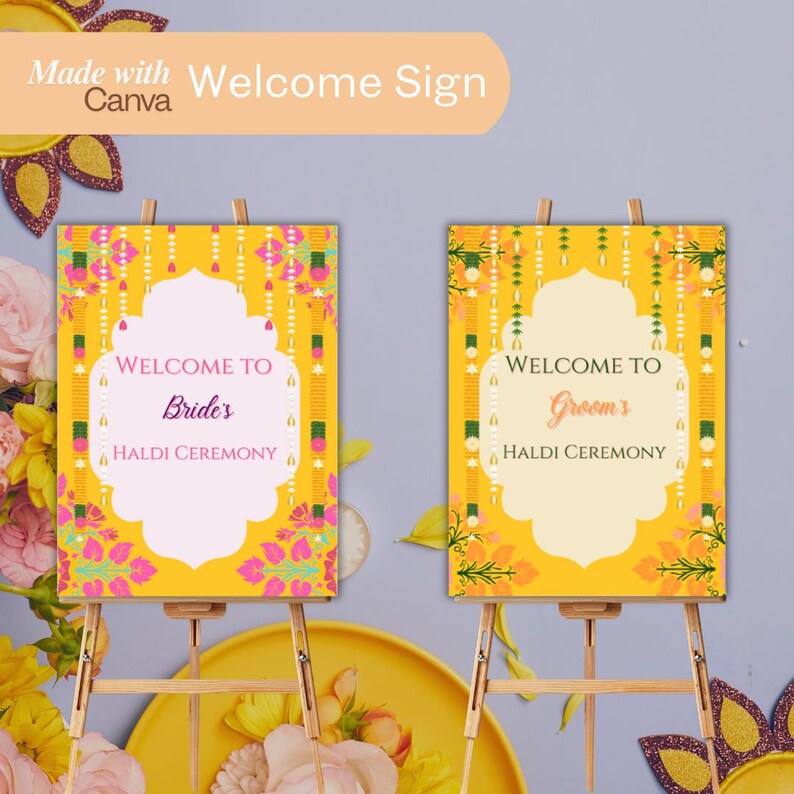 Indian Wedding Welcome Sign Bundle: Mendhi, Haldi, Sangeet (digital ...