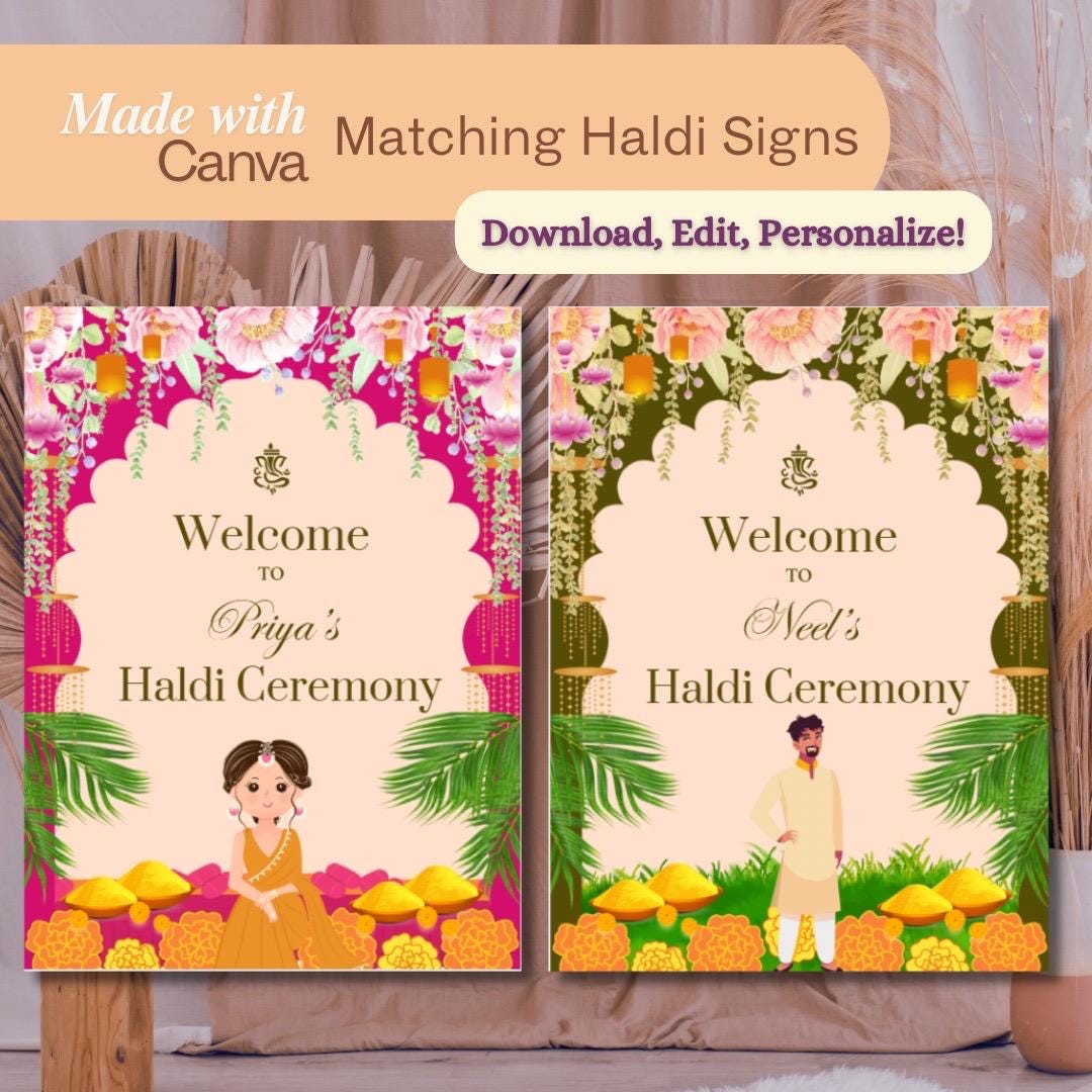 Matching Haldi Welcome Sign Bride Haldi Sign Groom Haldi Sign Matching ...