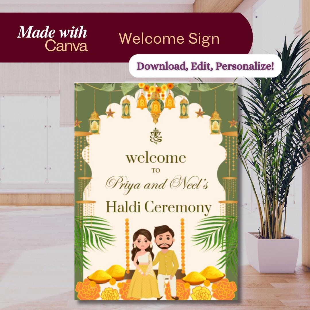 Haldi Welcome Sign Bride’s Haldi Sign Groom’s Haldi Sign Couple Pithi ...