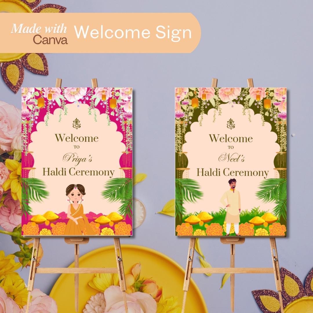 Matching Haldi Welcome Sign Bride Haldi Sign Groom Haldi Sign Matching ...