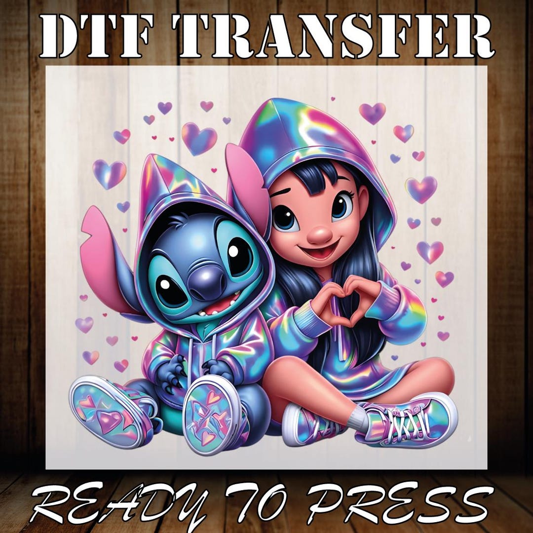 Lilo and Stitch Neon DTF Transfer, Valentines Day Iron On - Etsy