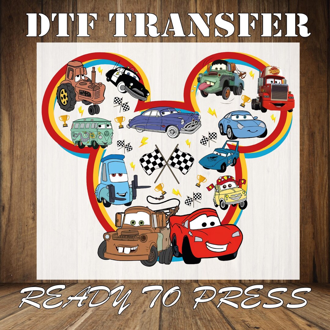 Disney Lightning Mcqueen and Cars Ready to Press, Mickey Head Cars Dtf ...