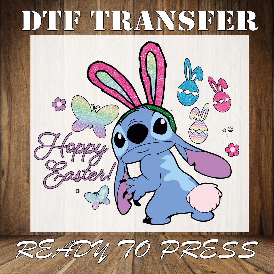 Happy Easter Eggs Stitch Ready to Press, Easter Disney Characters Dtf ...