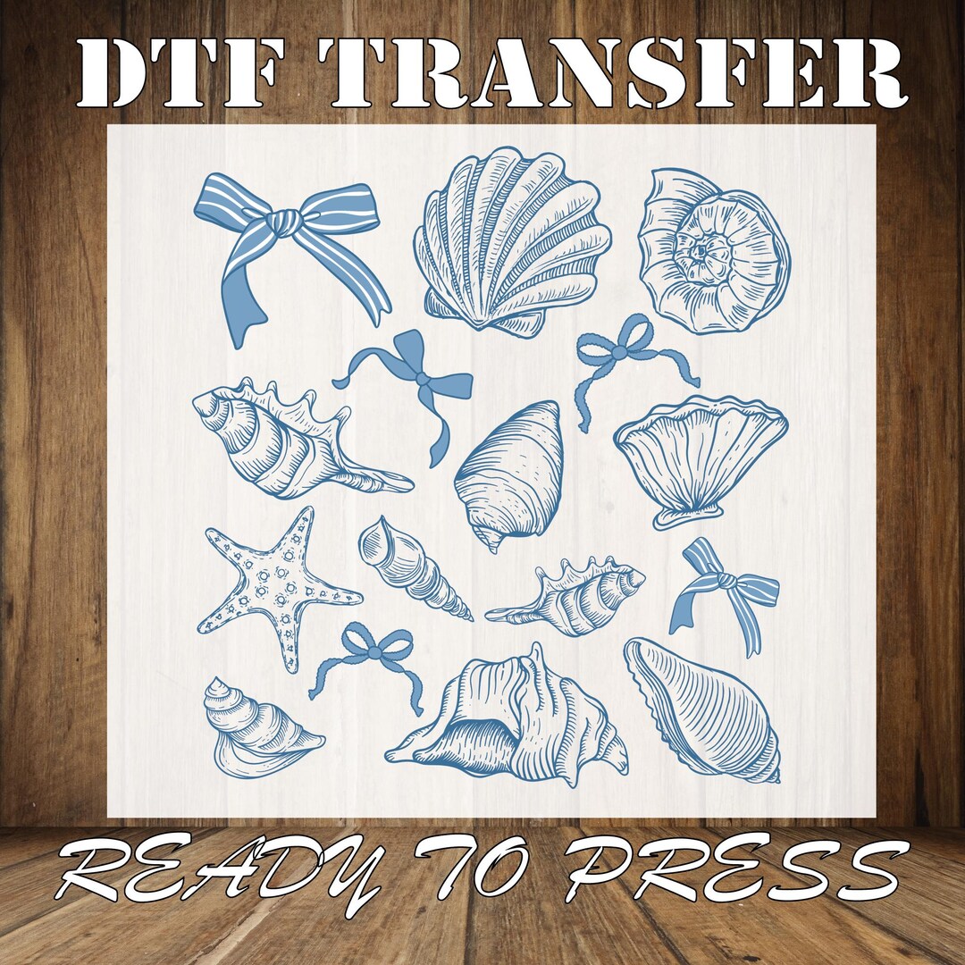 Retro Coquette Seashell Ready to Press, Summer Beach Seashell Dtf Press ...