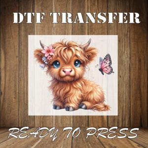 Highland Cow Butterfly Ready to Press, Cute Cartoon Highland Cow Dtf ...