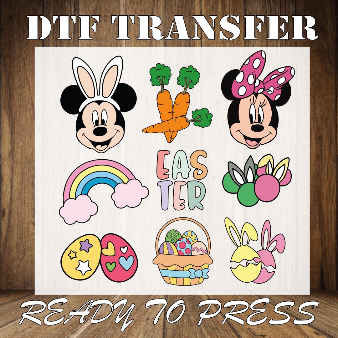 Disney Mickey and Minnie Happy Easter Bunny Ears Ready to Press, Disney ...