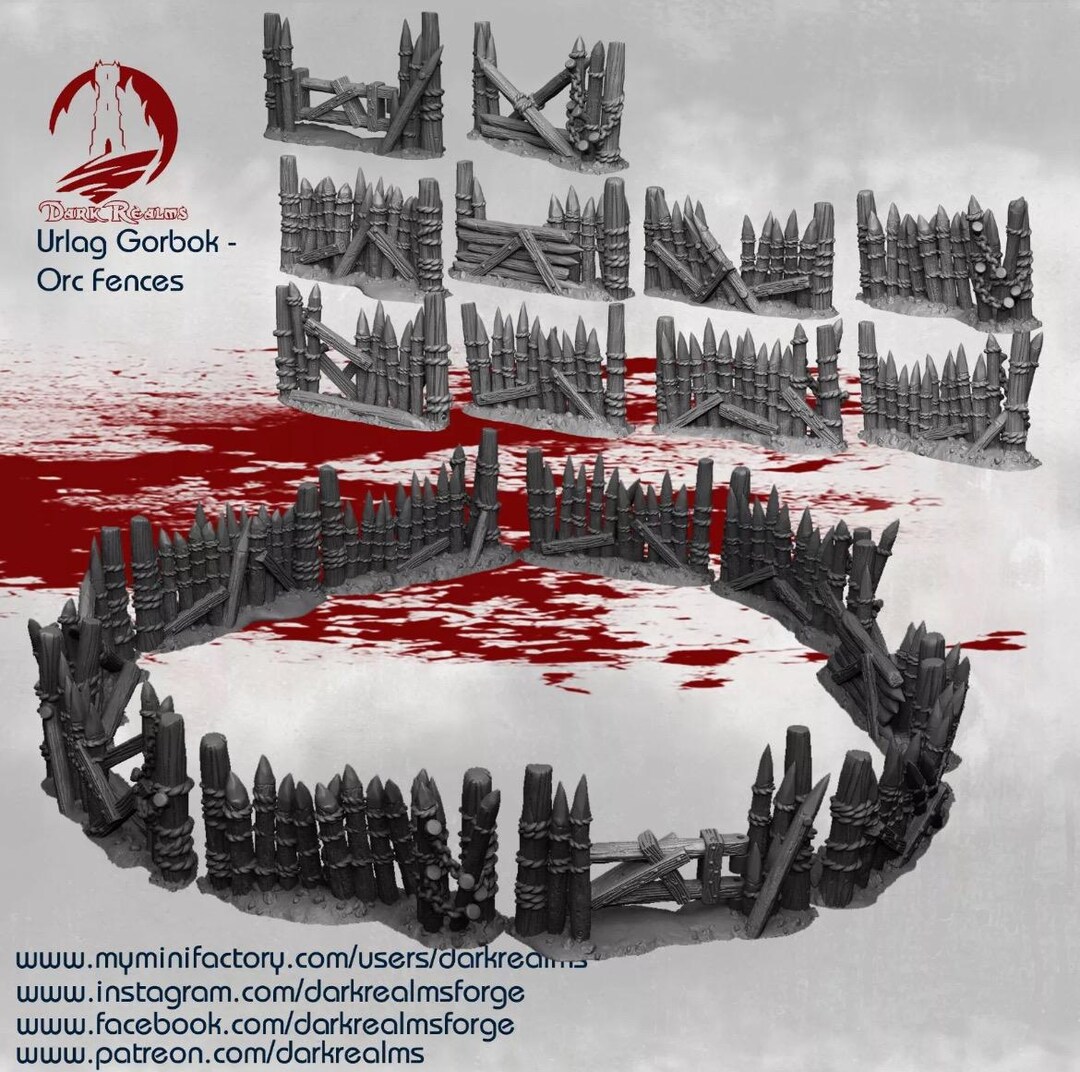 Dark Realms Urlag Gorbok Orc Fences/barricade3d-printed 28-32mm Fantasy ...