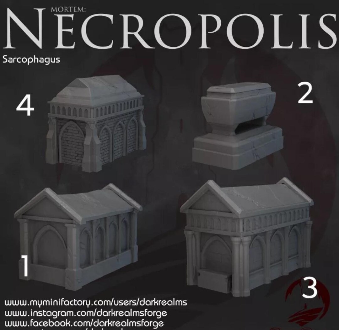 Dark Realms Necropolis Sarcophagus 1 | 3d-printed 28-32mm Gothic ...