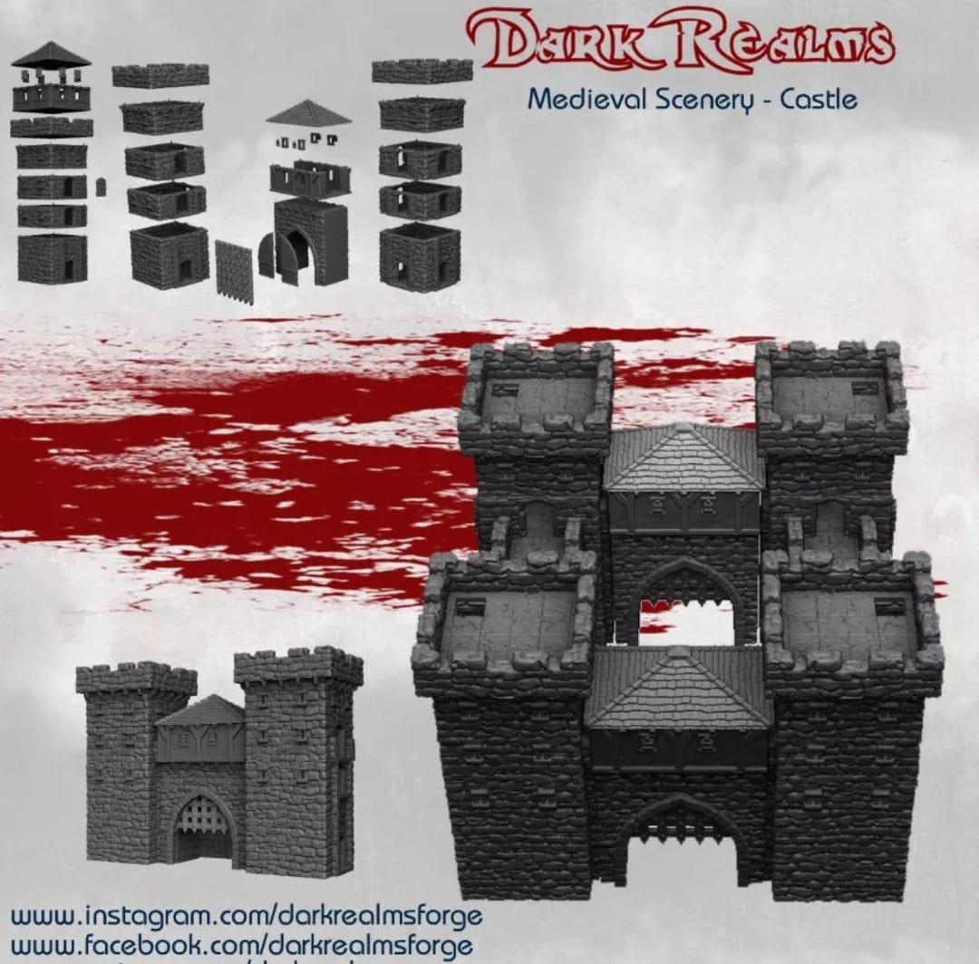 Dark Realms Medieval Castle | 3d-printed Terrain for 28-32mm Rpgs ...