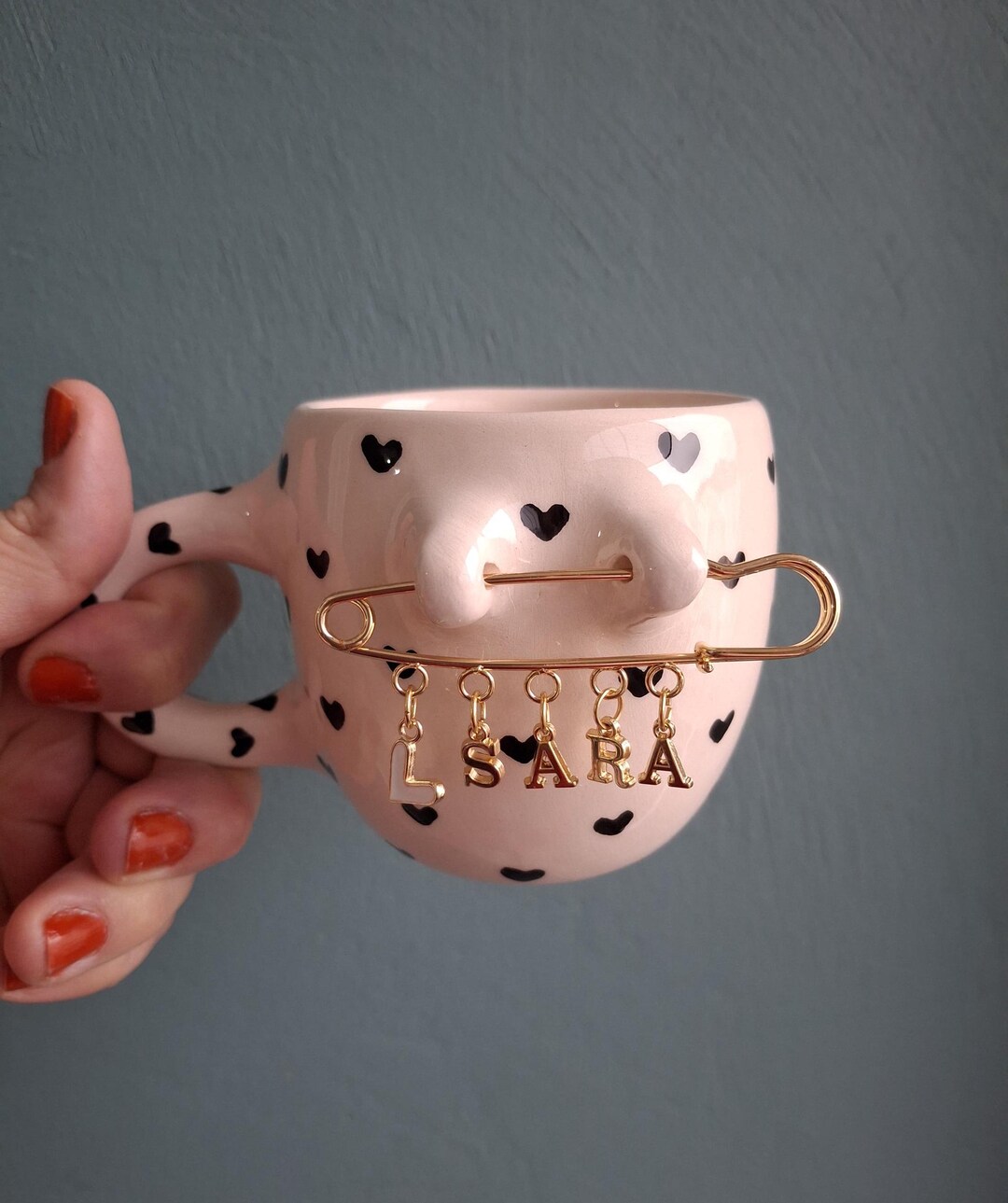 Personalized Handmade Mug,black Heart Personalized Mug,personalize Mug ...