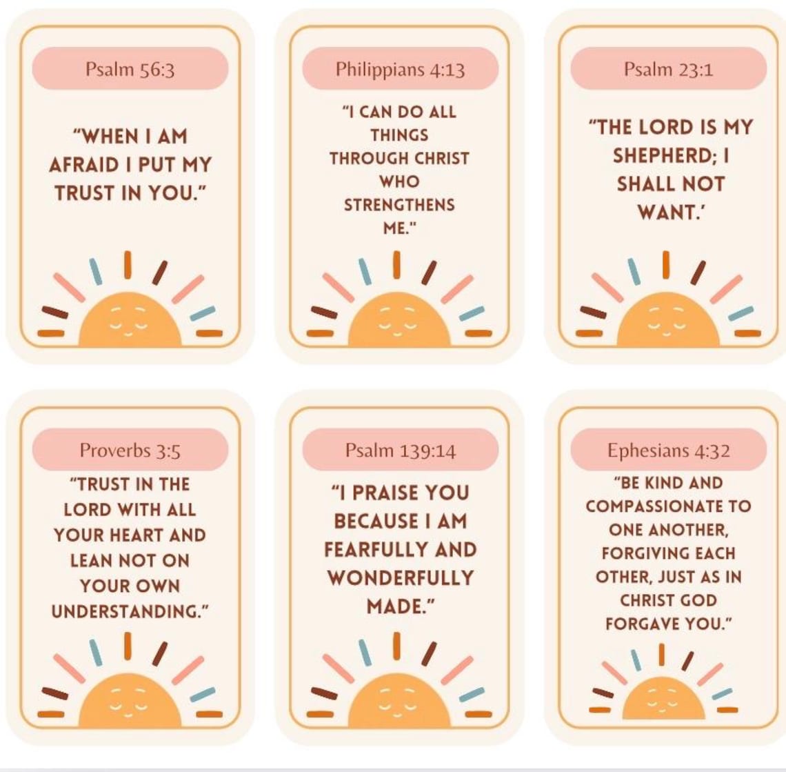 Kids Prayer Flashcards, Bible Verse Learning (PDF Pattern) - Etsy
