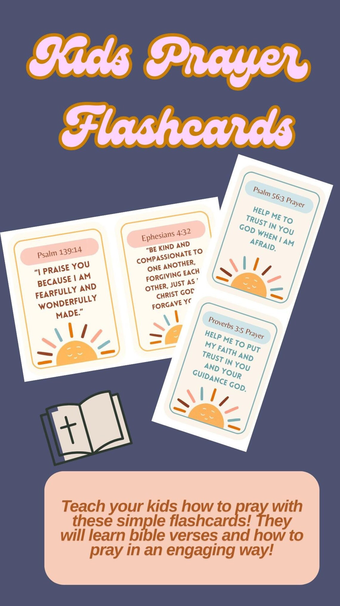 Kids Prayer Flashcards, Bible Verse Learning (PDF Pattern) - Etsy