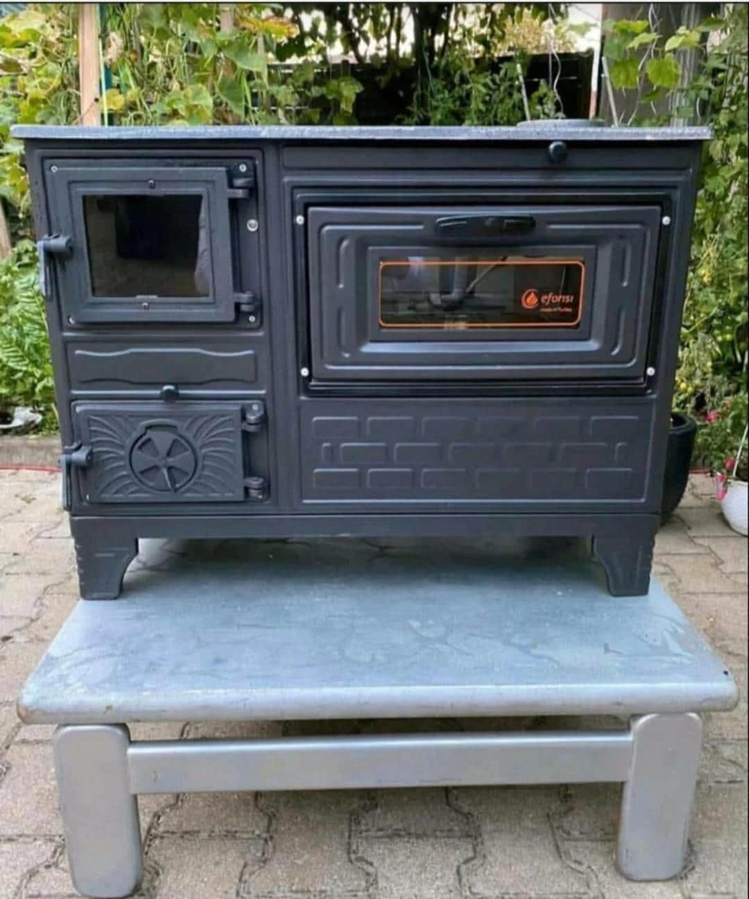 Vintage 1990s Black Cast Iron Heater Classic Retro Stove 82cm Wide ...