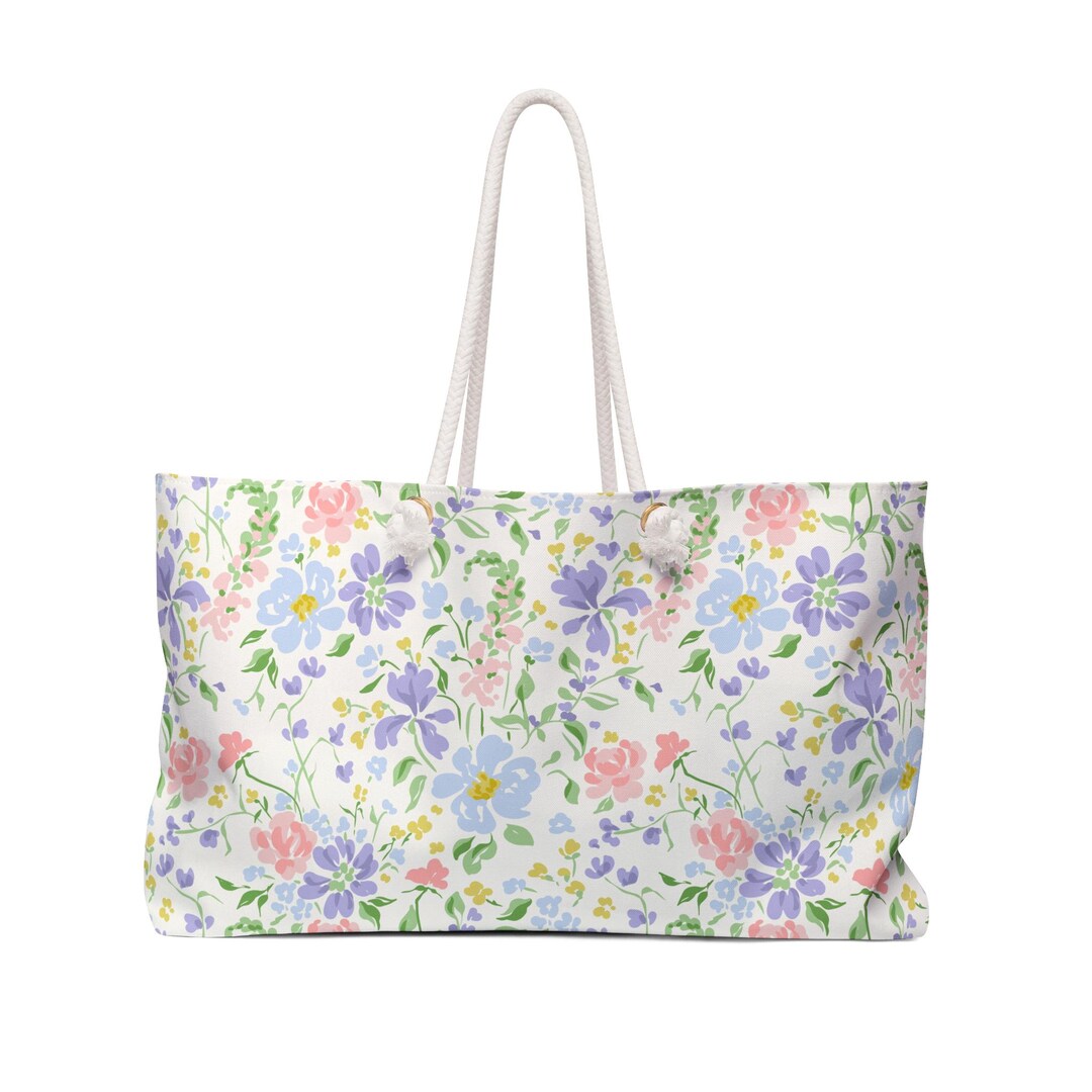 Floral Weekender Bag: Personalized Travel Tote, Beach Getaway - Etsy